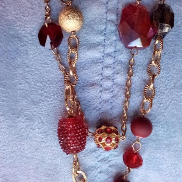 Jewelry | Double Gold Chain With Various Colors And Shapes | Poshmark